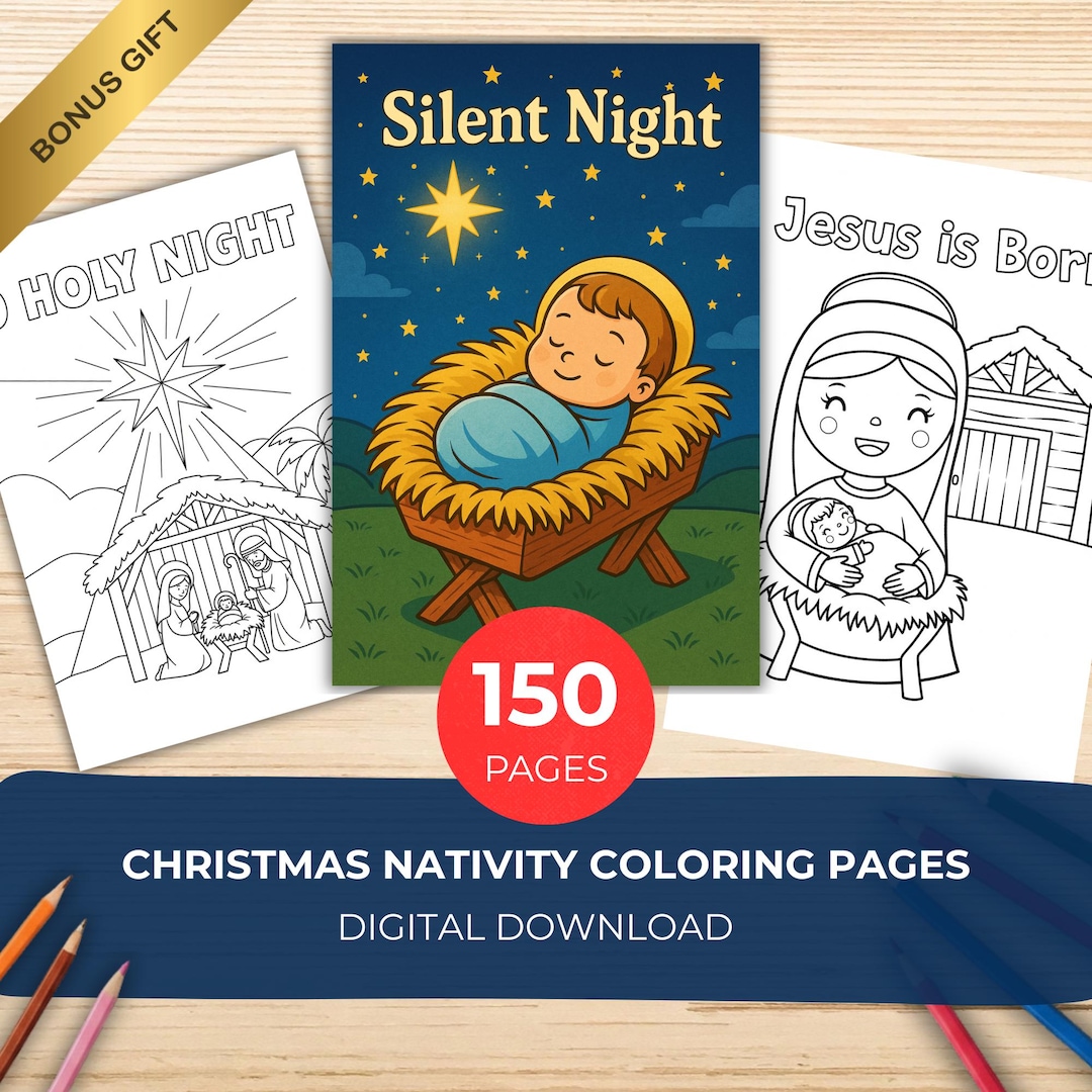 Christmas Nativity Coloring Pages for Kids – 150 Christian Bible Story ...
