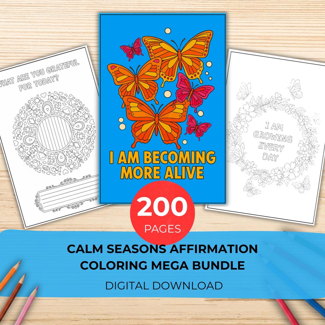 Calm Seasons Affirmation Coloring Mega Bundle, 200+ Positive Quote ...
