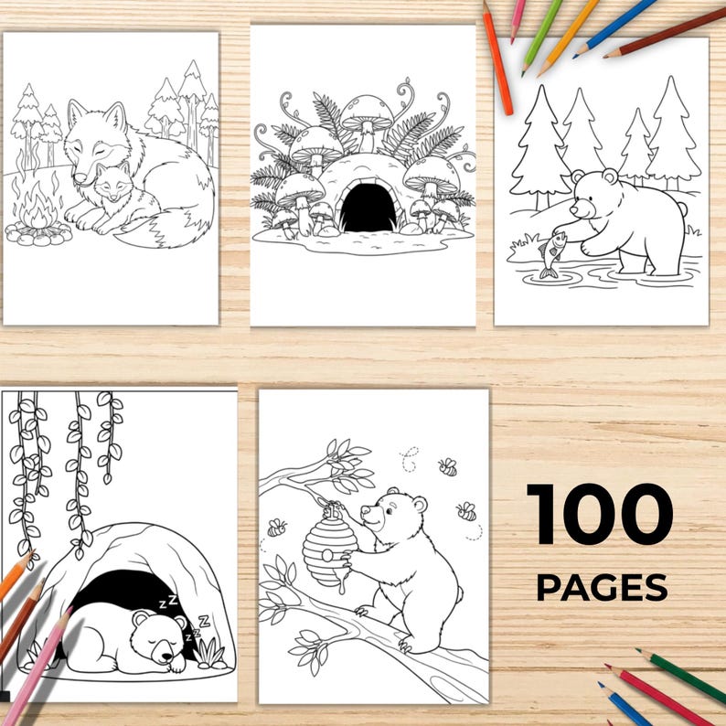 Wildlife & Forest Mega Coloring Bundle, 100+ Animal Pages of Foxes ...