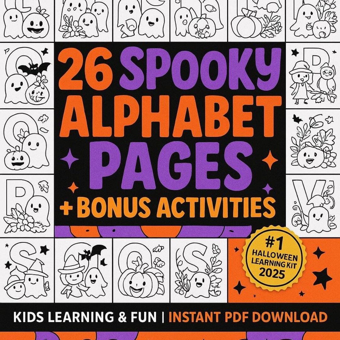 Halloween ABC Coloring Book | 26 Spooky Alphabet Pages + Bonus ...
