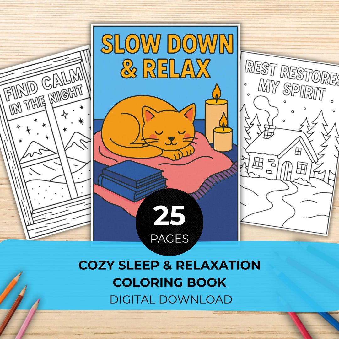 25 Cozy Sleep & Relaxation Coloring Pages | Calm Night Scenes Soothing ...