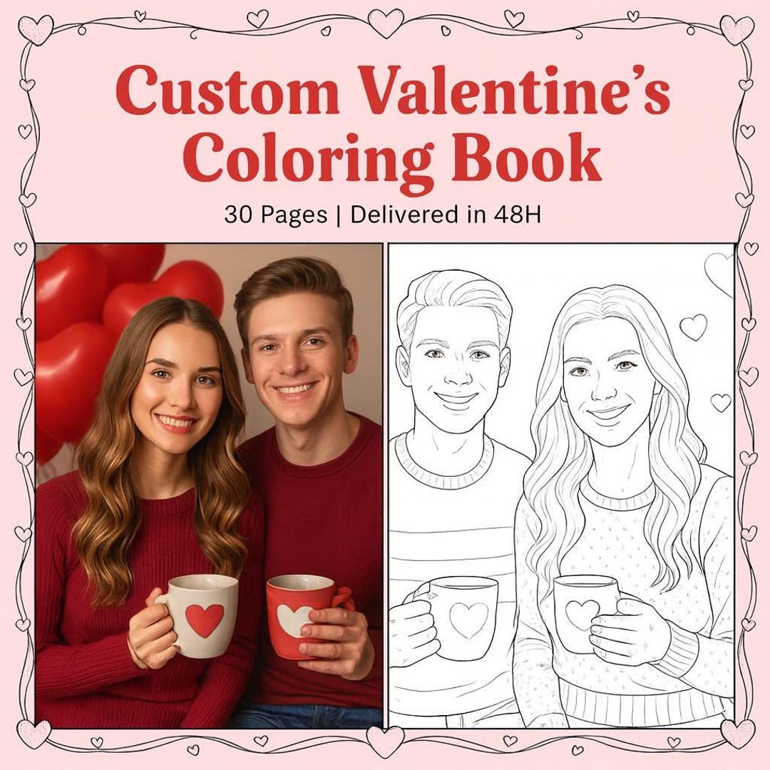 30 Custom Valentine’s Coloring Pages From Your Photos – Personalized ...