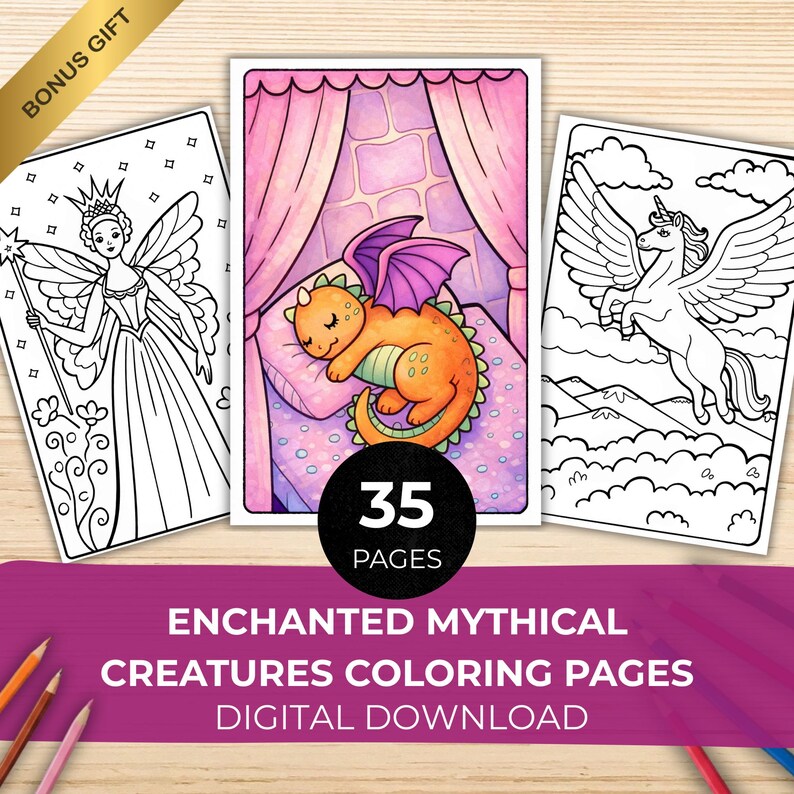 Enchanted Mythical Creatures Coloring Pages | 35 Stunning Fantasy ...