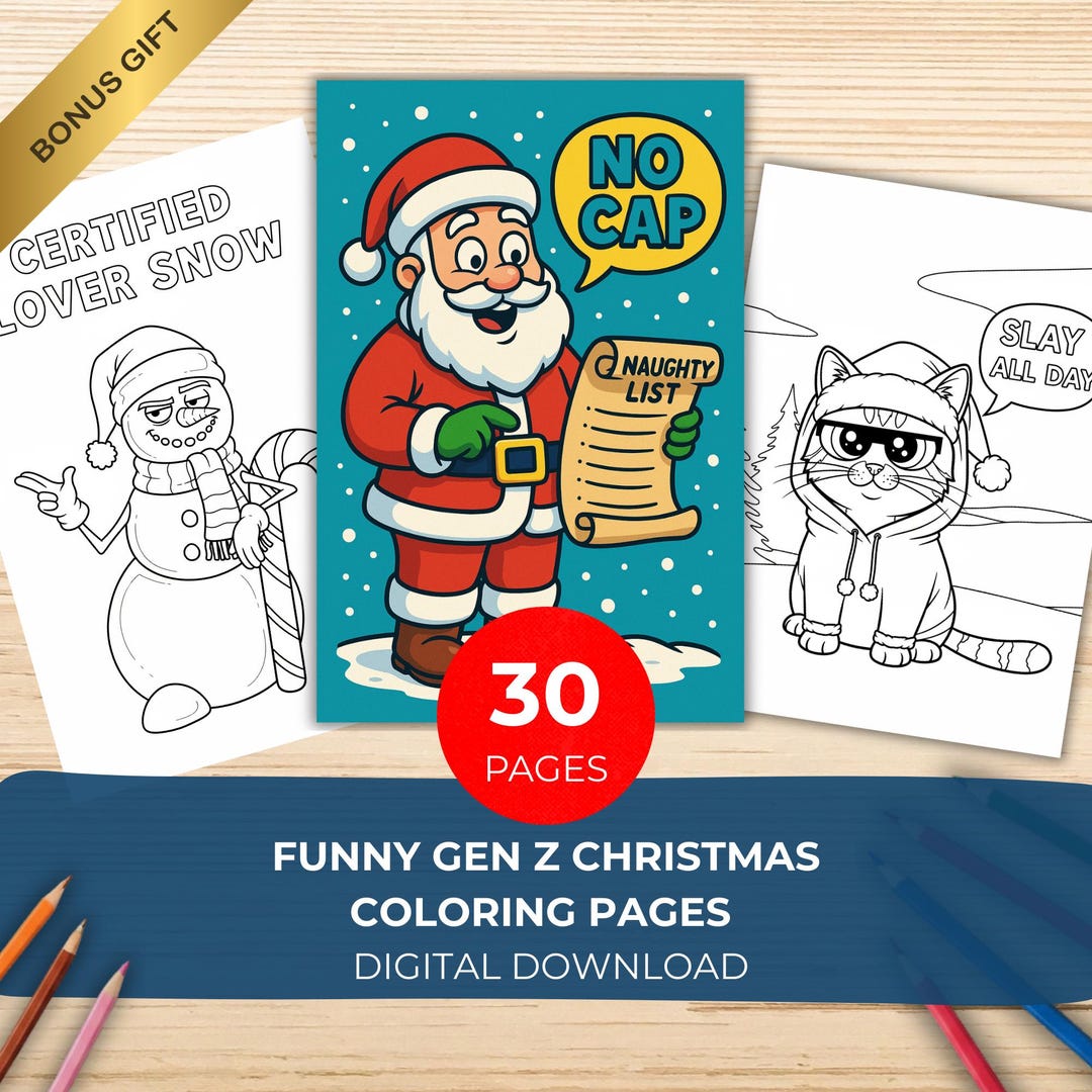 Funny Gen Z Christmas Coloring Pages, Christmas Coloring,30 Holiday ...