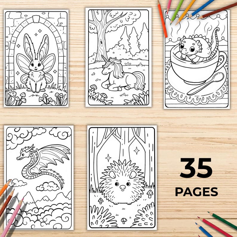 Enchanted Mythical Creatures Coloring Pages | 35 Stunning Fantasy ...