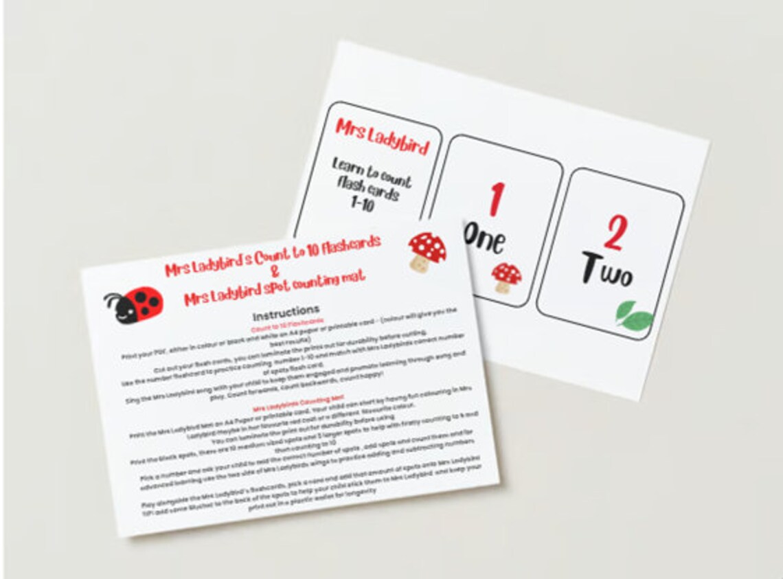 Mrs Ladybird's Count to 10 Flashcards and Counting Mat Digital Download ...