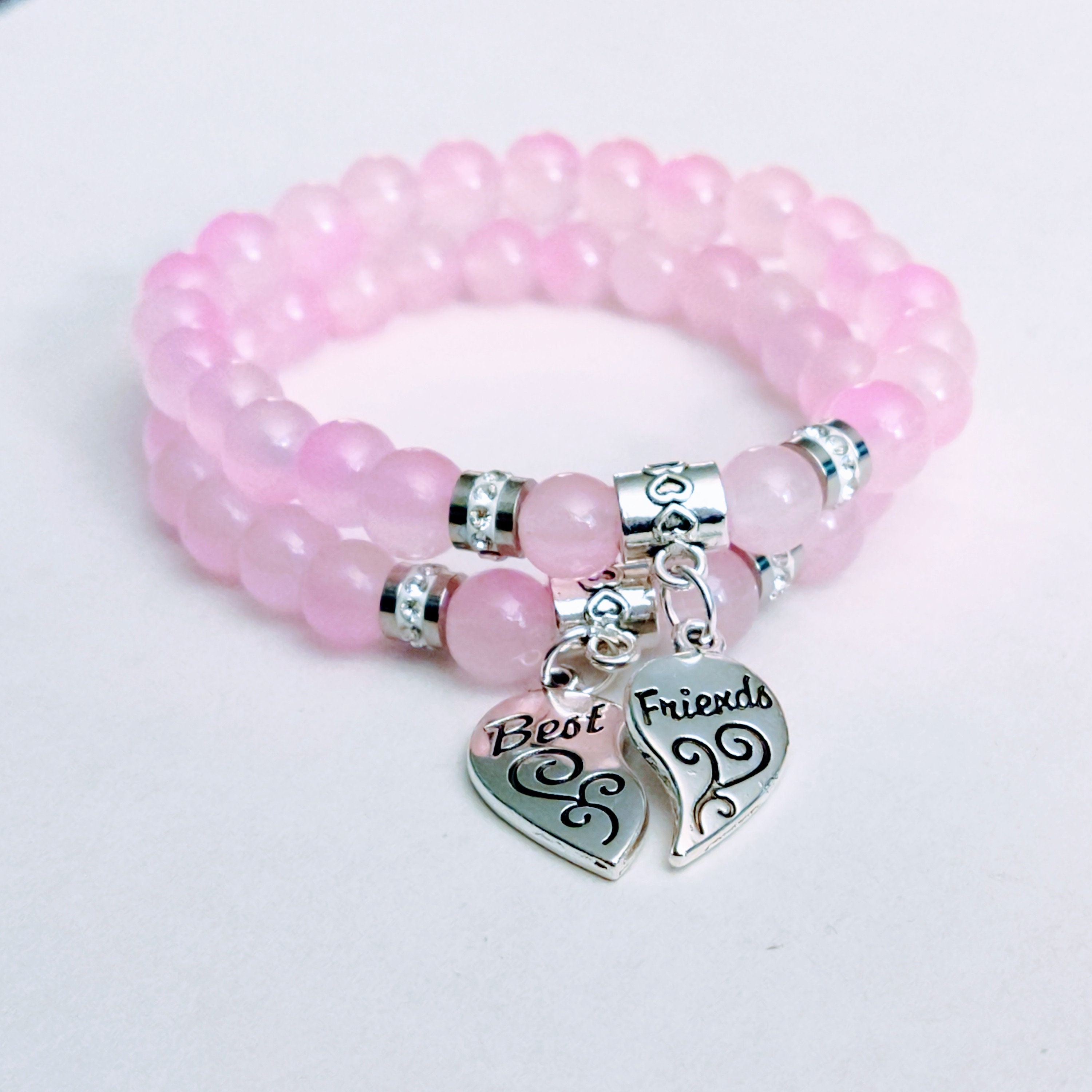 Friendship Bracelet Set, Matching Best Friends Bracelet Set, Pink ...