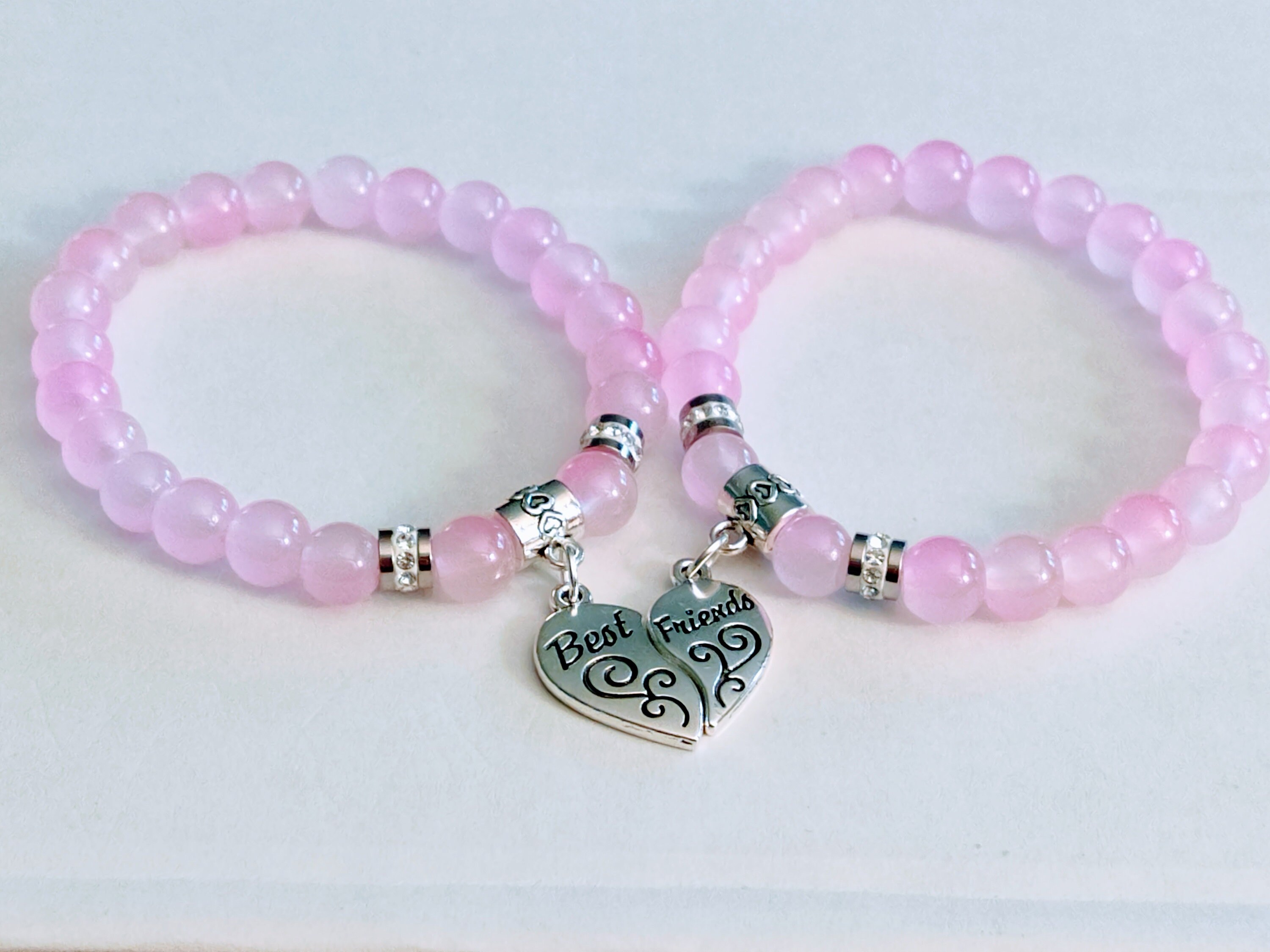 Friendship Bracelet Set, Matching Best Friends Bracelet Set, Pink ...