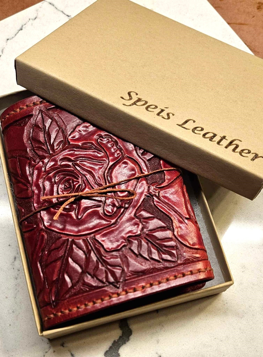 Hand Crafted Leather Trifold Rose Wallet Hand Tooled by A - Etsy