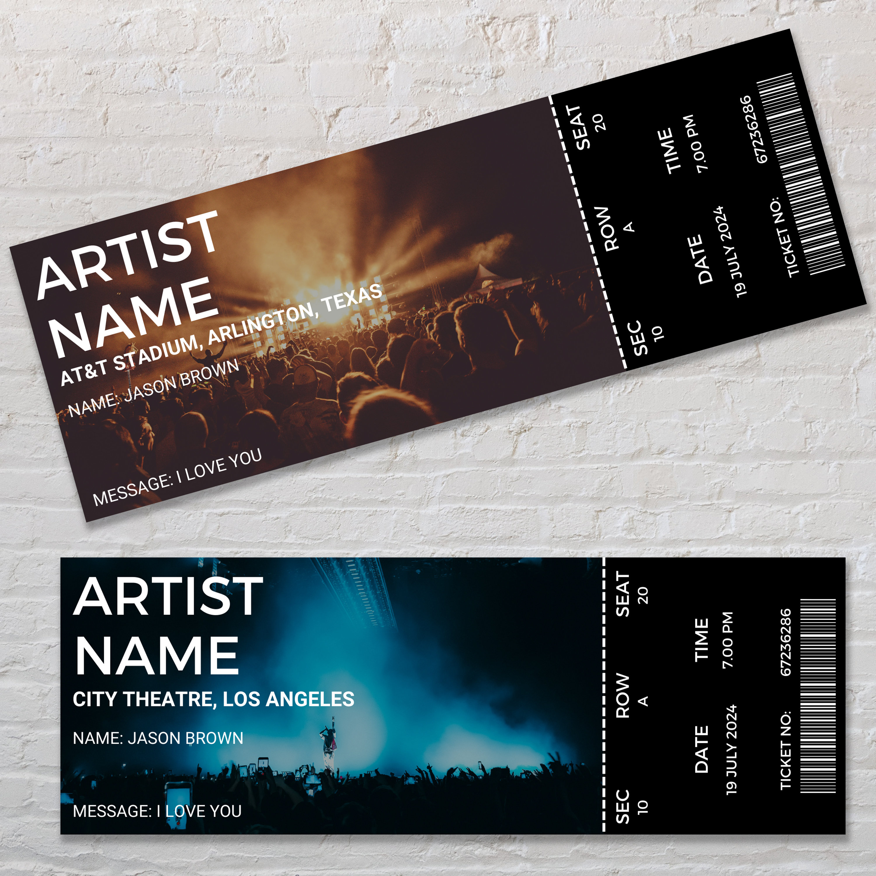 Editable Concert Ticket Template Custom Concert Ticket Personalized ...
