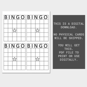 Blank Bingo Card Template | Fun Bingo Party Game | Printable Bingo Game ...