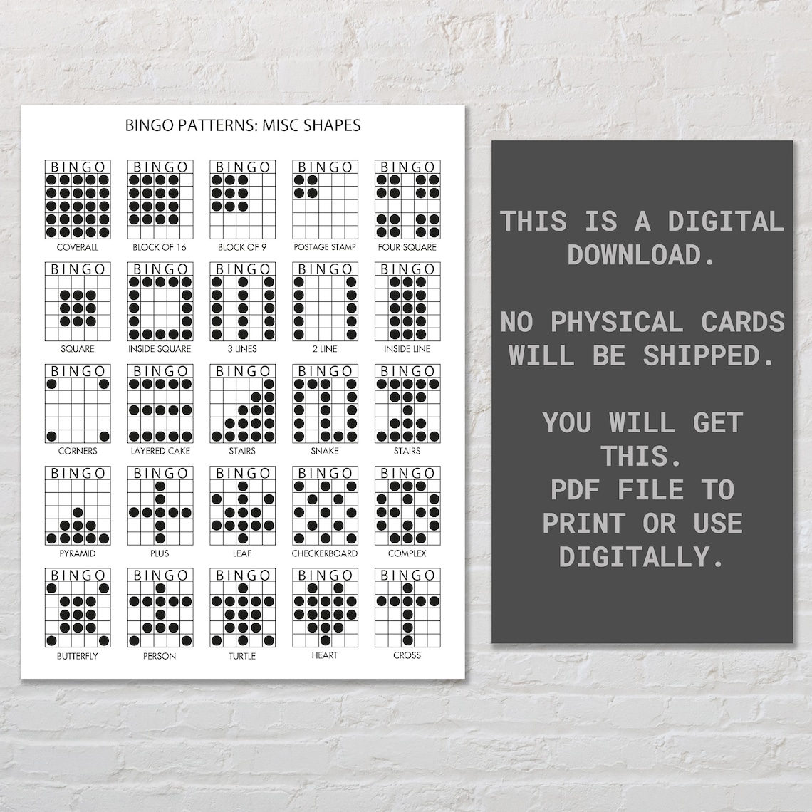 100 Bingo Patterns Printable Fun Bingo Party Game Bingo Winning Patterns Bingo Alphabet, Numbers ...