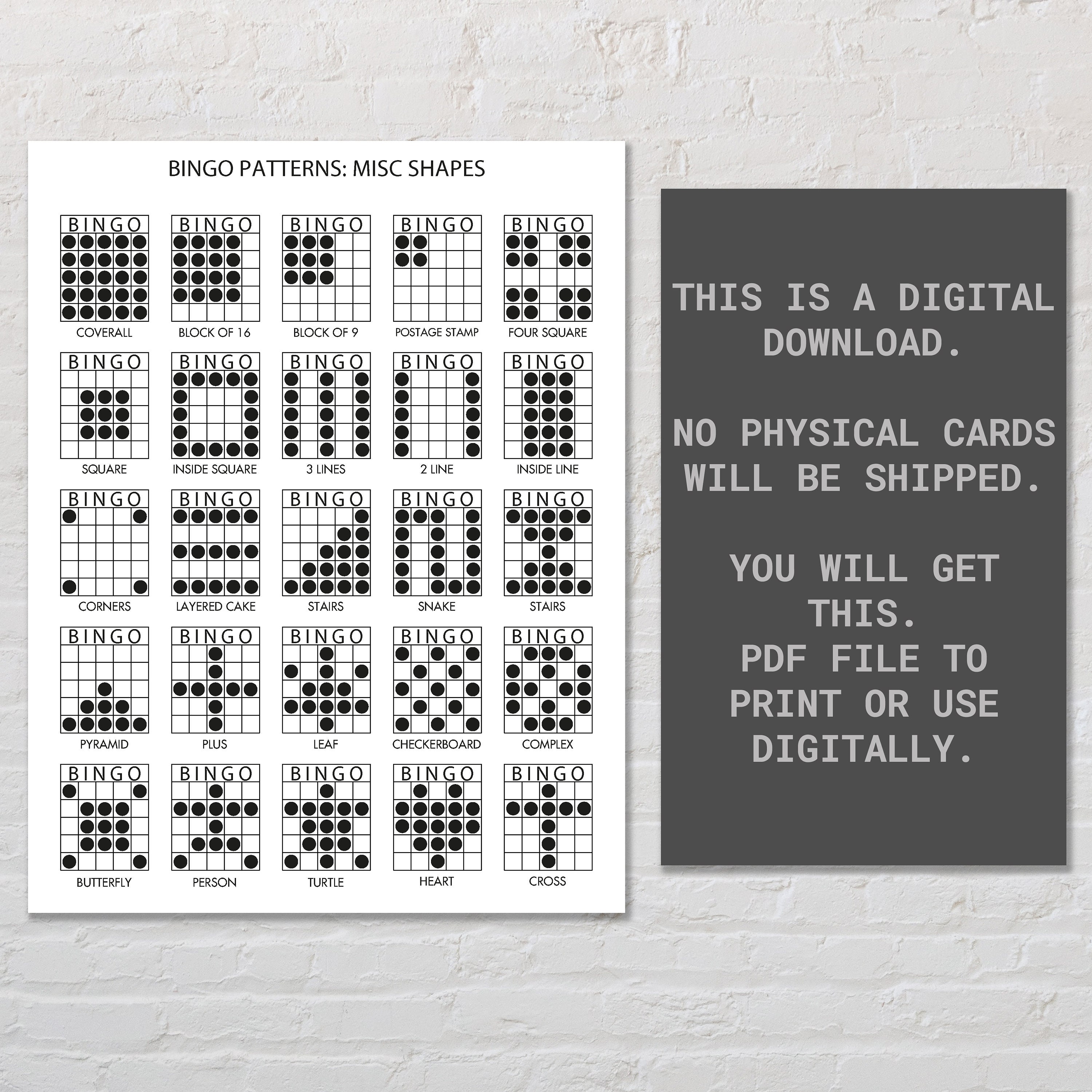 100 Bingo Patterns Printable Fun Bingo Party Game Bingo Winning ...