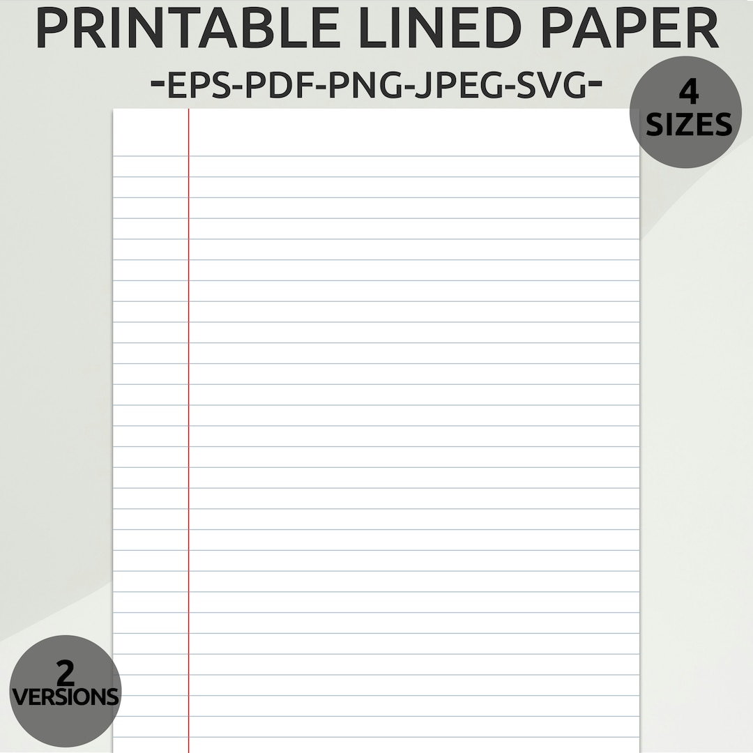 Printable Lined Paper | Ruled Notebook Paper | Lined Notebook | School ...