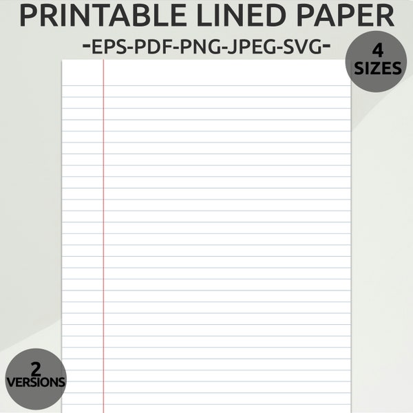 Black Lined Notebook Paper - Etsy
