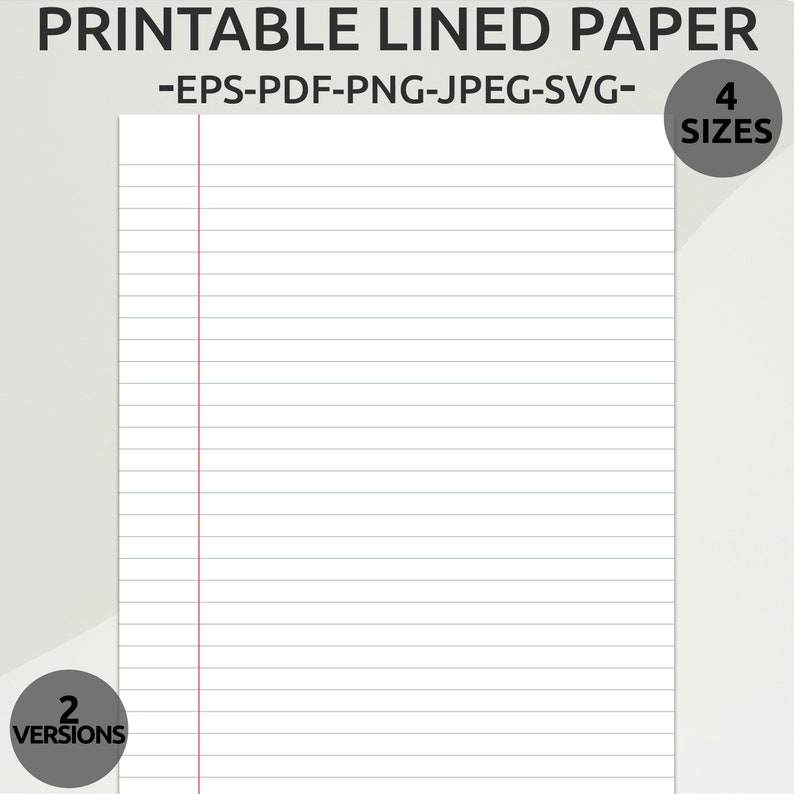 Printable Lined Paper | Ruled Notebook Paper | Lined Notebook | School ...