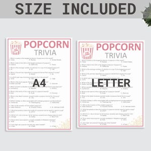 Popcorn Trivia Game | Printable Popcorn Trivia | Popcorn Quiz Game ...