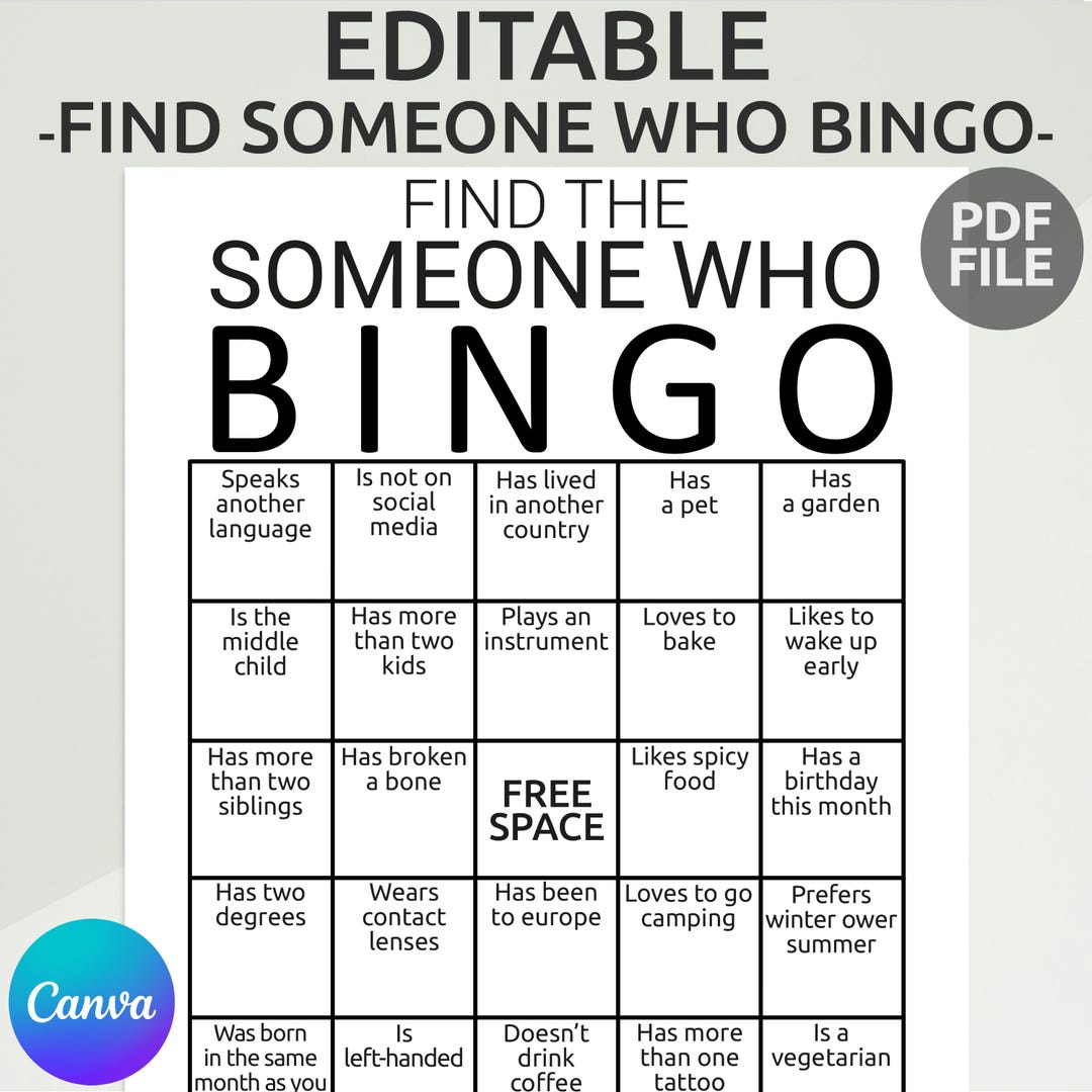 Editable Get to Know You Bingo | Icebreaker Bingo Find Someone Who ...