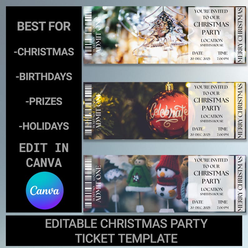 Christmas Party Ticket | Christmas Event Ticket | Christmas Party ...