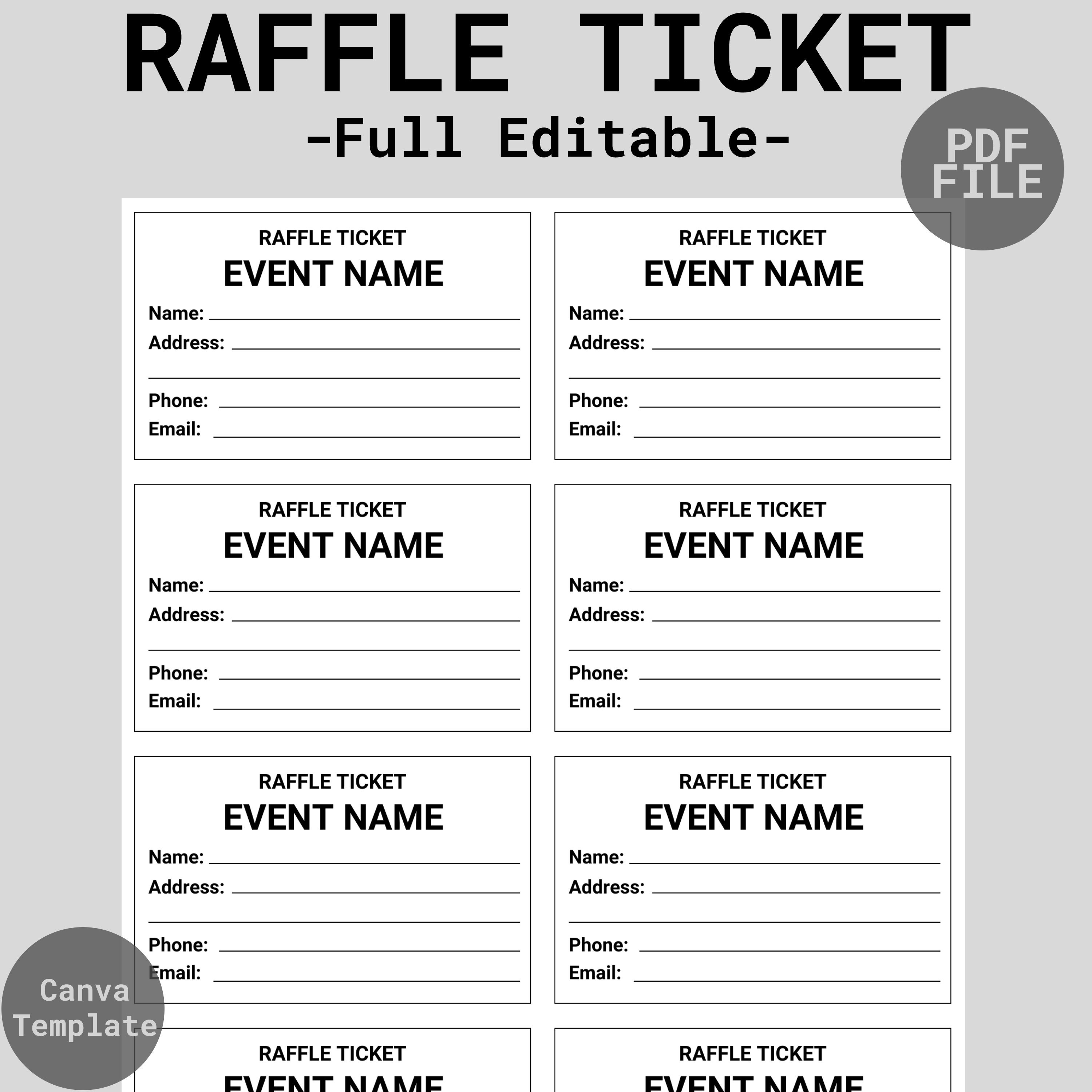 Editable Raffle Ticket Template Printable Raffle Ticket Surprise ...