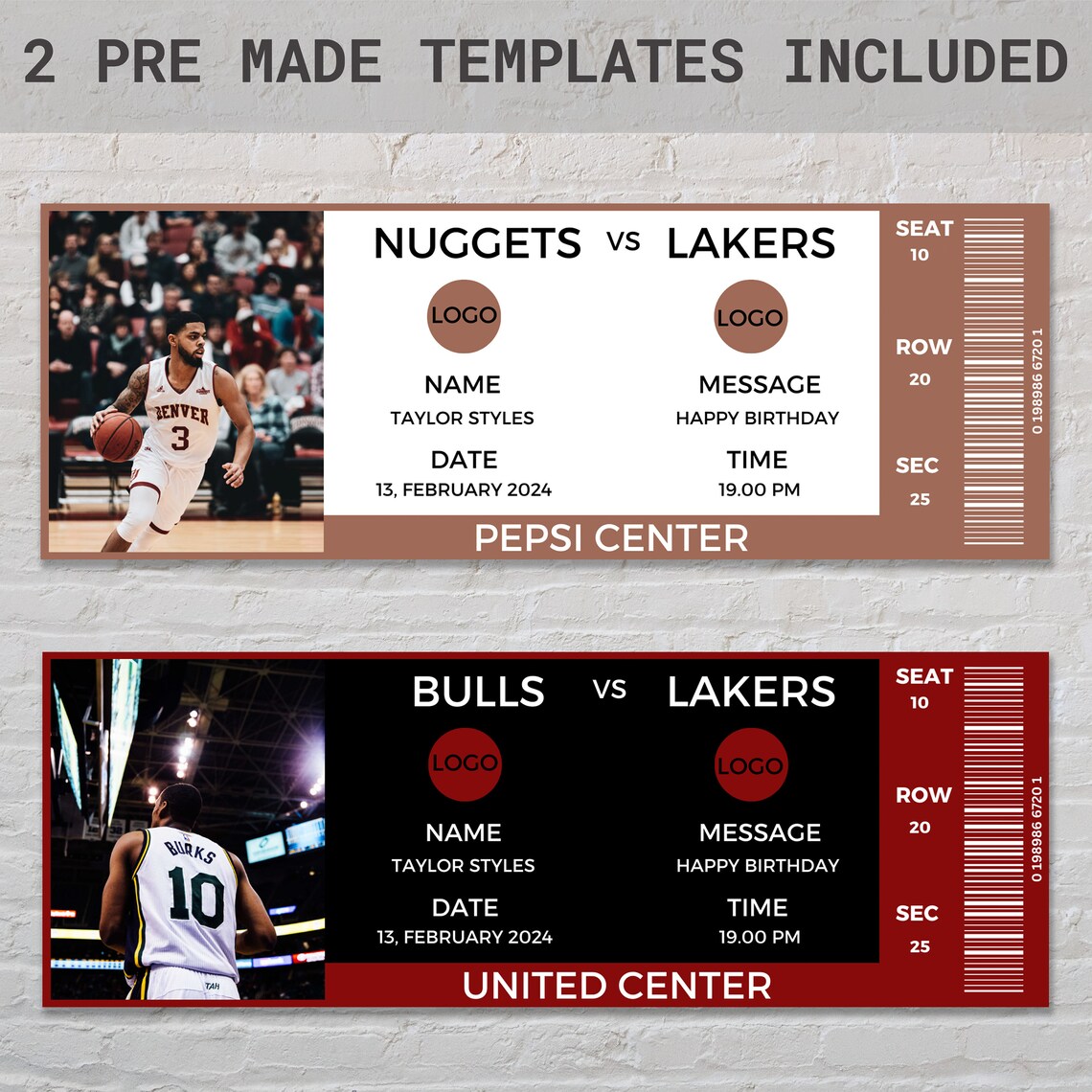 Custom Basketball Tickets | Printable Basketball Tickets Canva Template ...