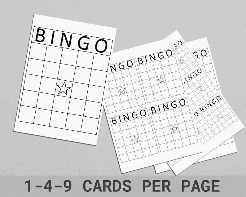 Blank Bingo Card Template | Fun Bingo Party Game | Printable Bingo Game ...