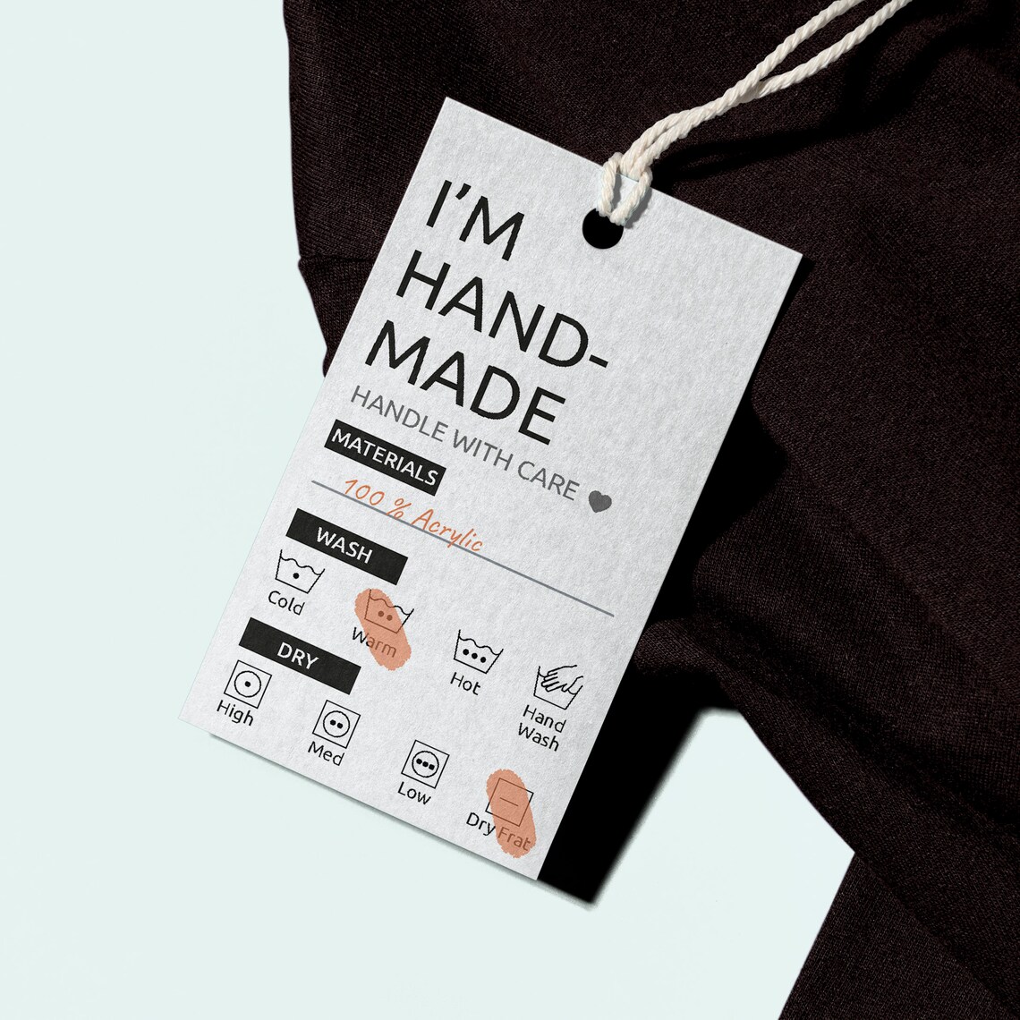 Printable Care Tags Labels Washing Instructions Card Apparel Care ...