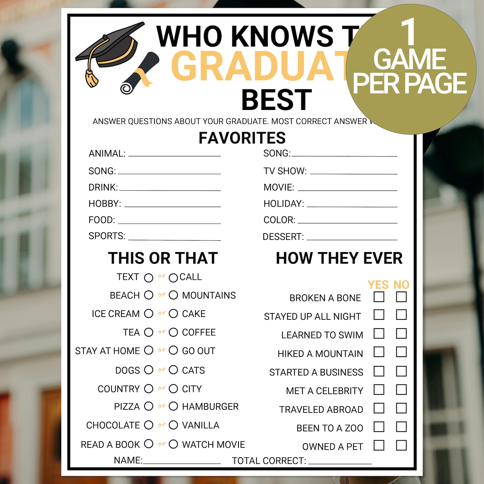 Graduation Game | Who Knows the Graduate Best | Printable Graduation ...