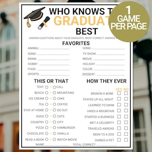 Graduation Game | Who Knows the Graduate Best | Printable Graduation ...