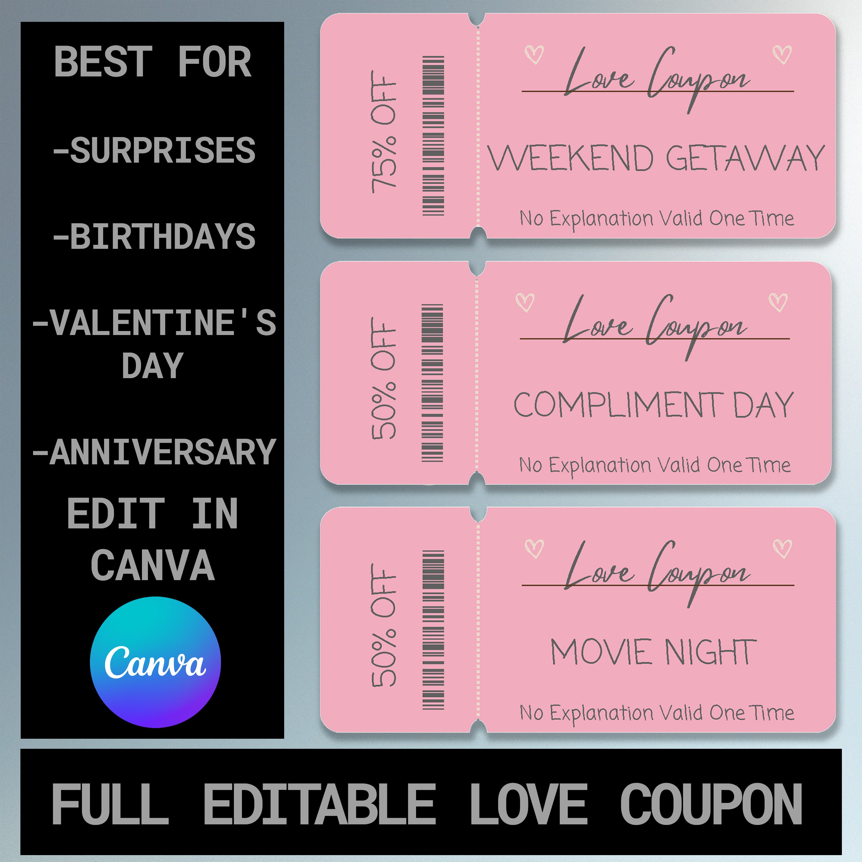 Customizable Love Coupon Book Printable Coupon Book Love Coupon ...