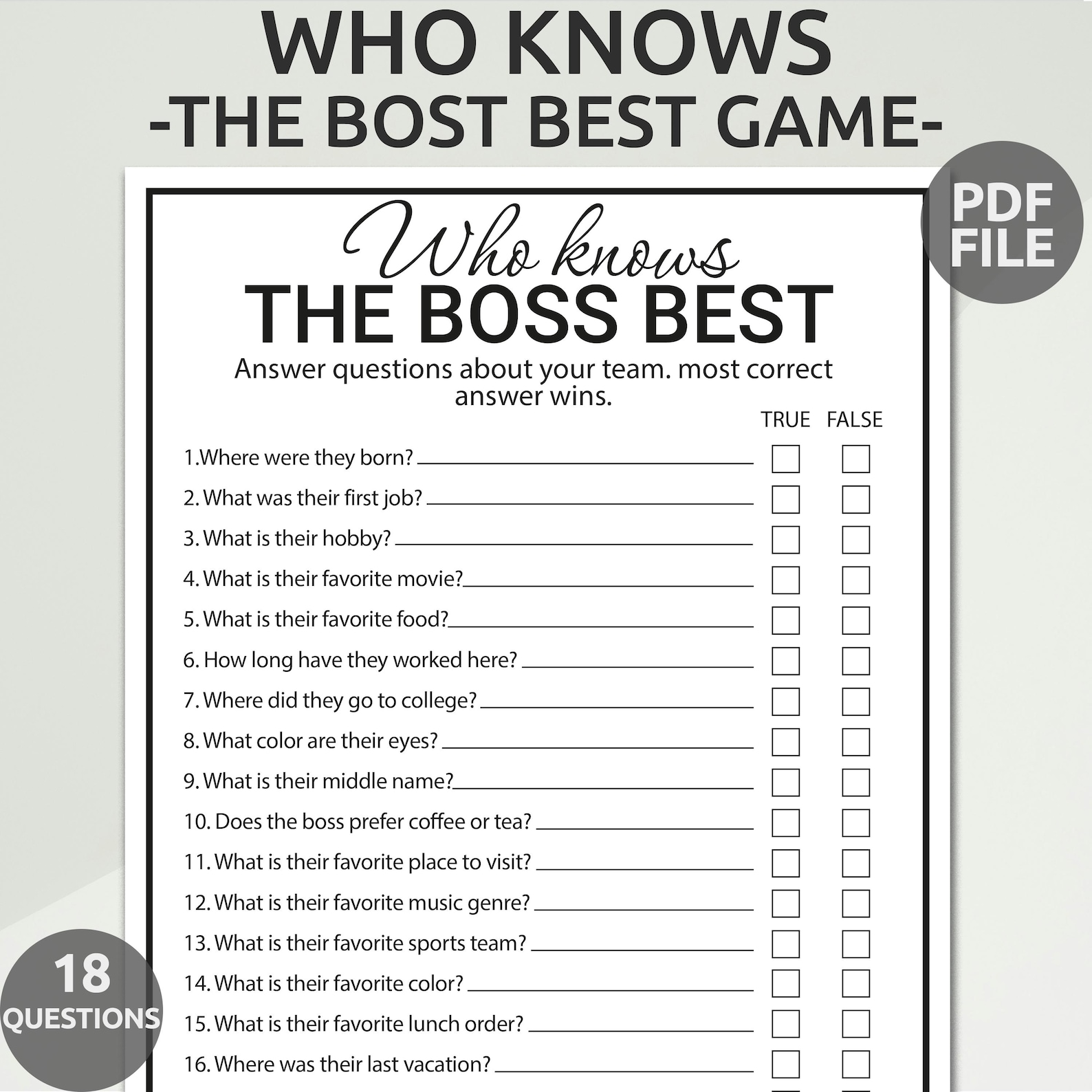 Who Knows the Boss Best Game | How Well Do You Know the Boss Game ...