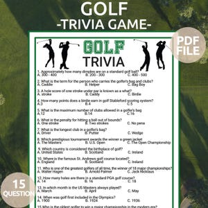 Golf Trivia Game | Golf Team Party Game | Printable Golf Party Game ...