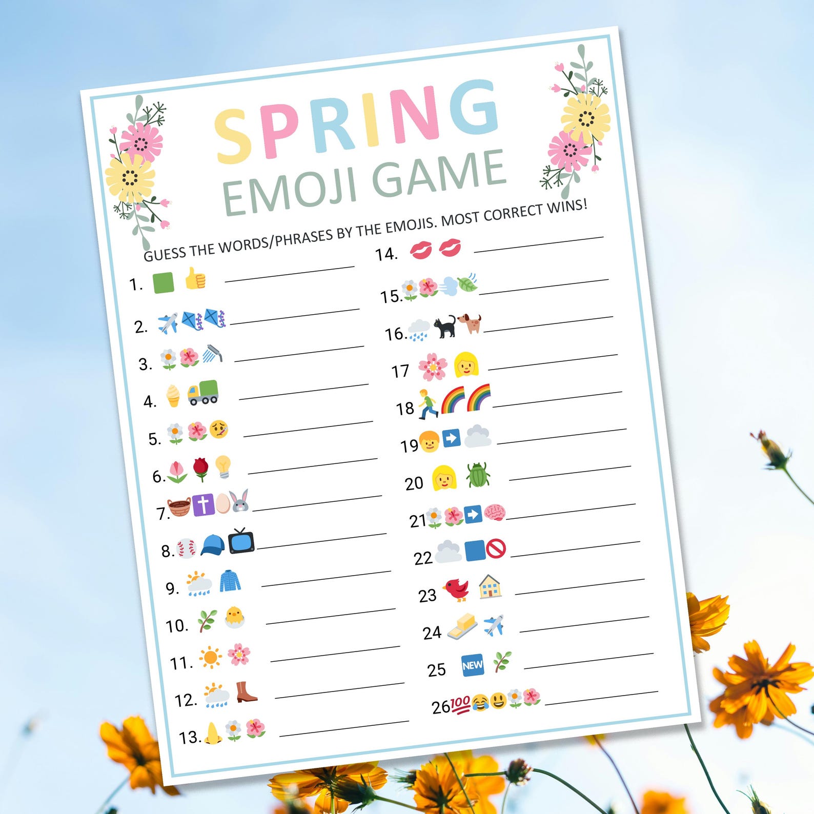 Spring Emoji Game | Spring Emoji Pictionary Game | Spring Activity ...