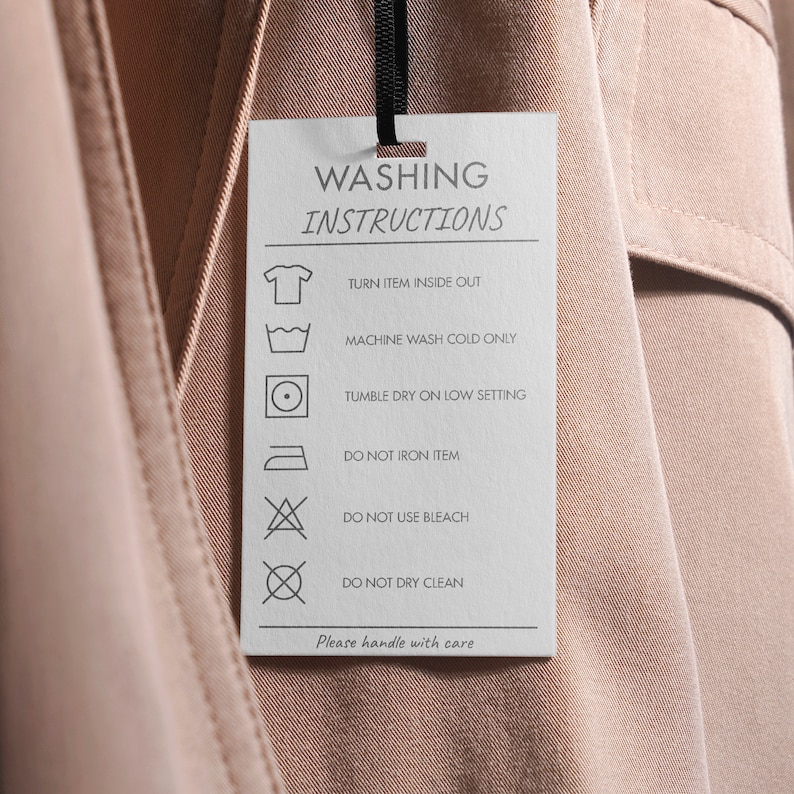 Printable Care Tags Labels Washing Instructions Card Apparel Care ...