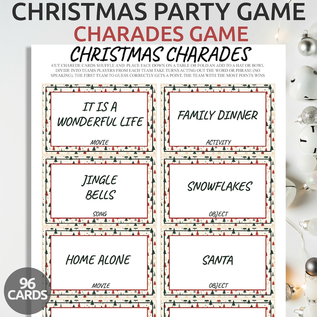 Christmas Party Games | Christmas Charades | Christmas Printable Game ...