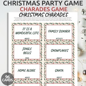 Christmas Party Games | Christmas Charades | Christmas Printable Game ...