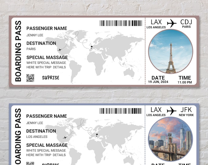 EDITABLE Boarding Pass, Boarding Pass Gift, Surprise Boarding Ticket ...