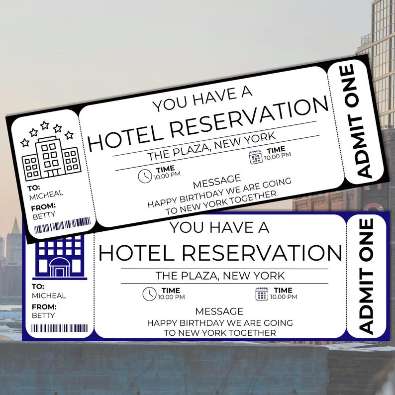 Editable Hotel Stay Ticket Template | Personalised Surprise Hotel Stay ...