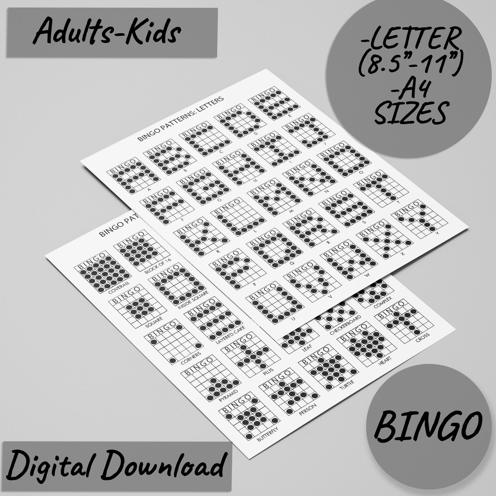 100 Bingo Patterns Printable Fun Bingo Party Game Bingo Winning ...