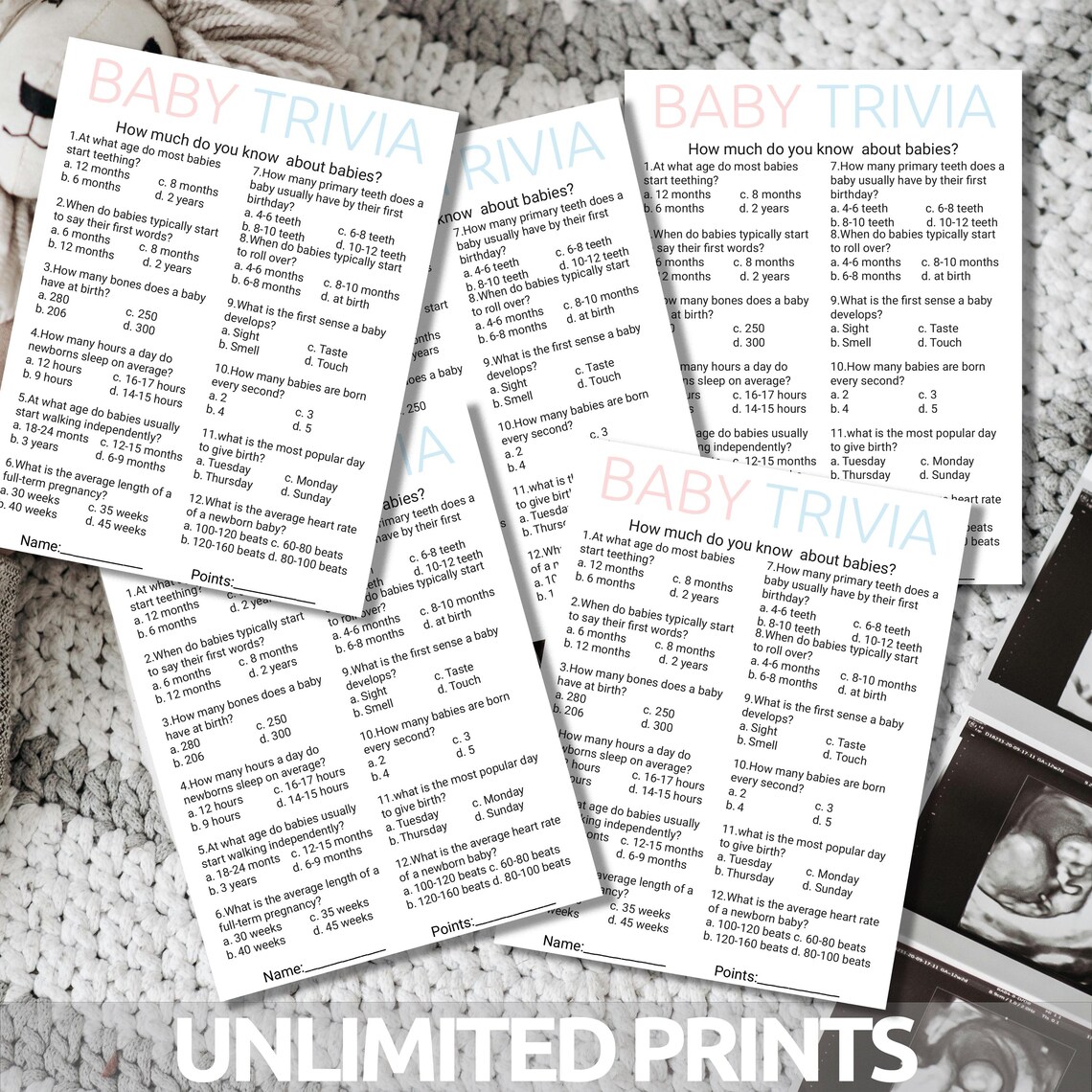 Baby Shower Trivia Game | Editable Baby Trivia Game | Custom Baby ...