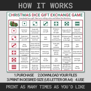 Christmas Gift Exchange Dice Game | Printable Christmas Party Group ...