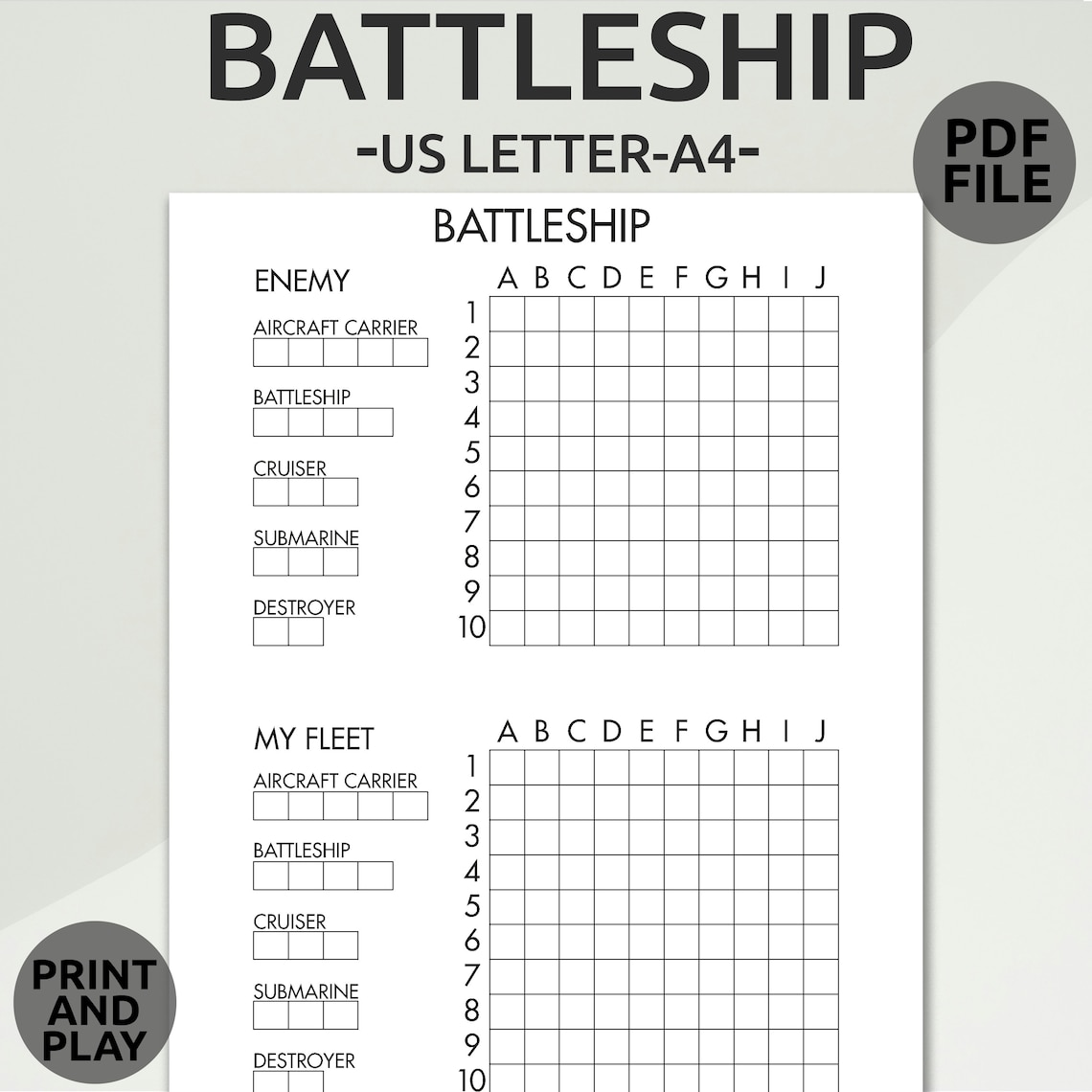 Printable Battleship Game | Battleship Game | Battleship Board Game ...