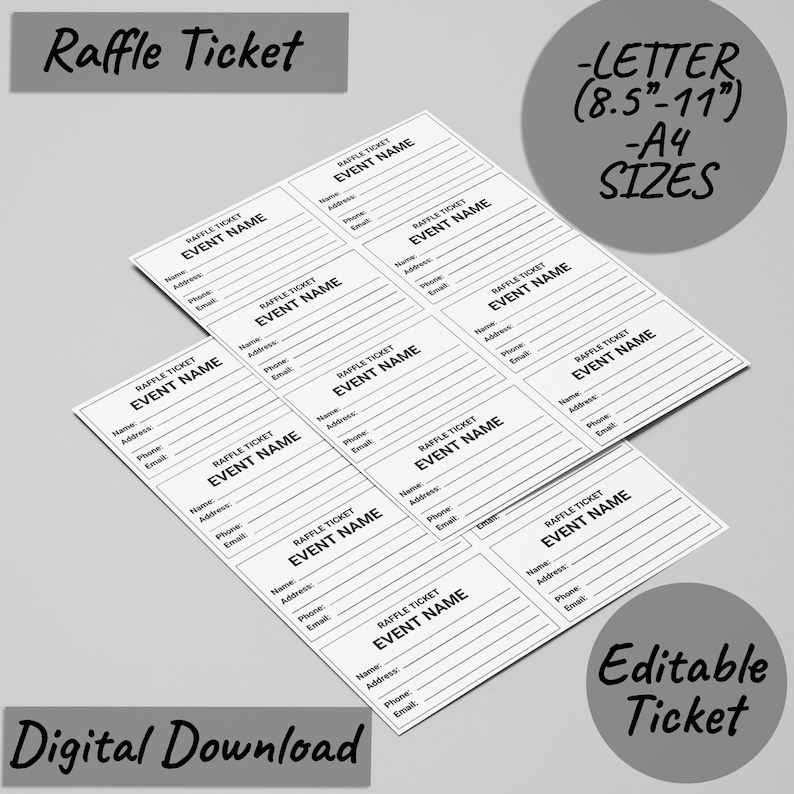 Editable Raffle Ticket Template | Printable Raffle Ticket | Surprise ...