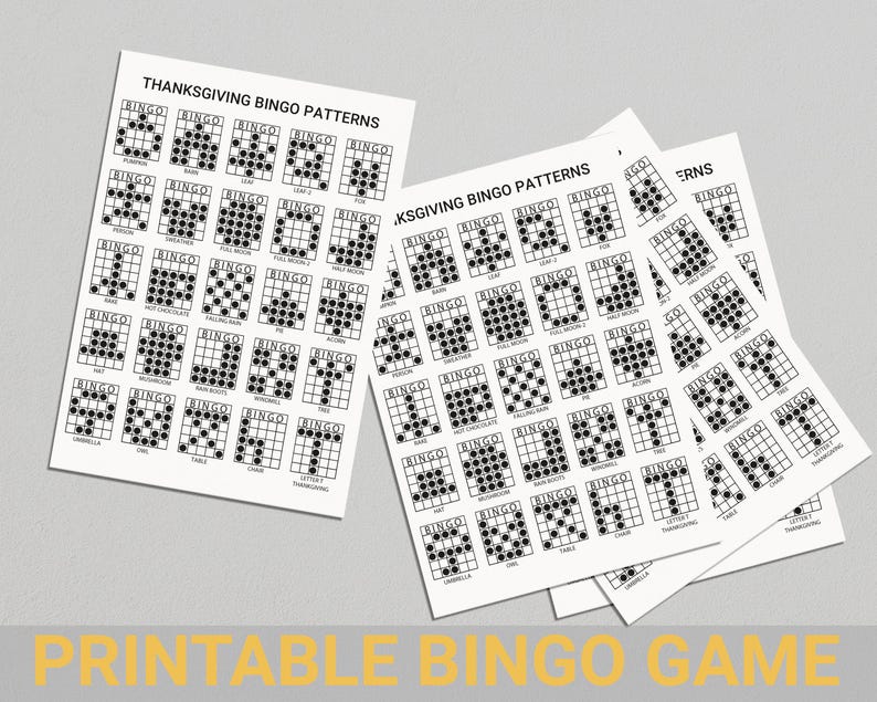 Thanksgiving Bingo Patterns | Printable Thanksgiving Bingo Party Game ...