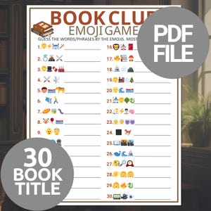 Book Club Emoji Game | Book Club Game | Book Club Activity | Book Club ...