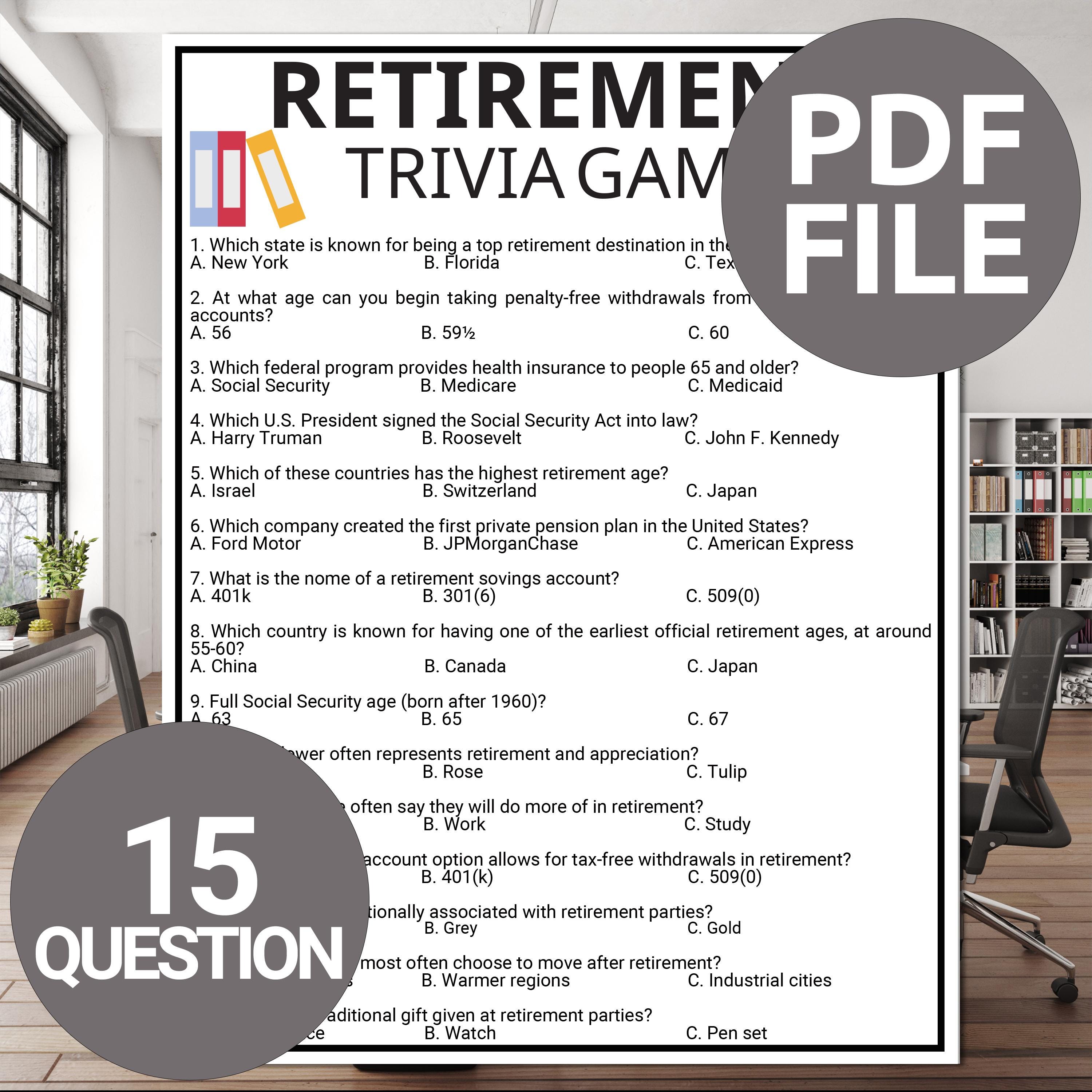 Retirement Trivia Game | Retirement Game | Retirement Party Game ...