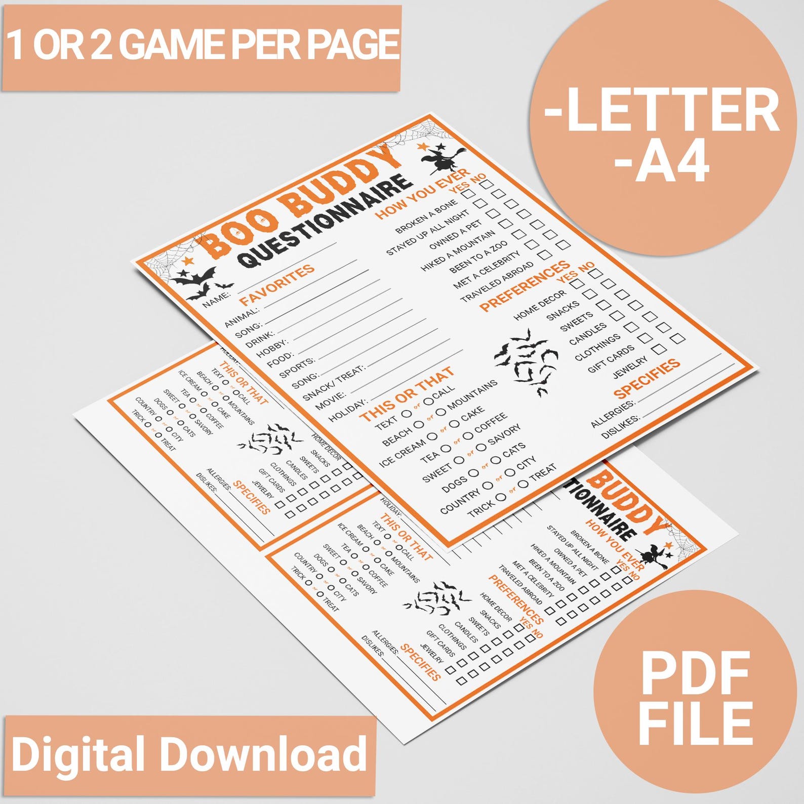 Halloween Boo Buddy Questionnaire | Printable Boo Buddies Questions ...