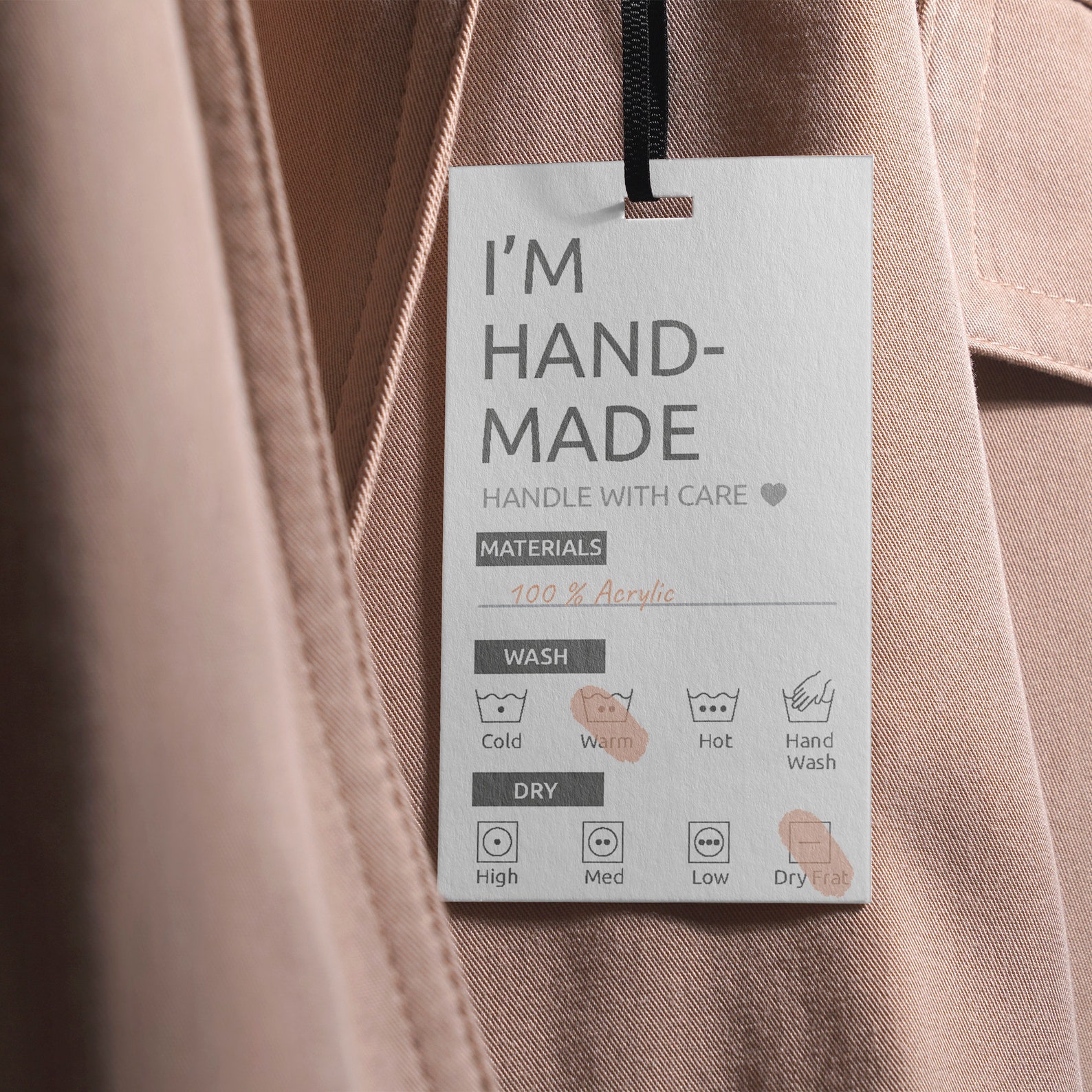 Printable Care Tags Labels Washing Instructions Card Apparel Care ...