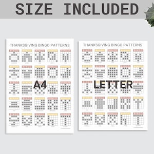 Thanksgiving Bingo Patterns | Printable Thanksgiving Bingo Party Game ...