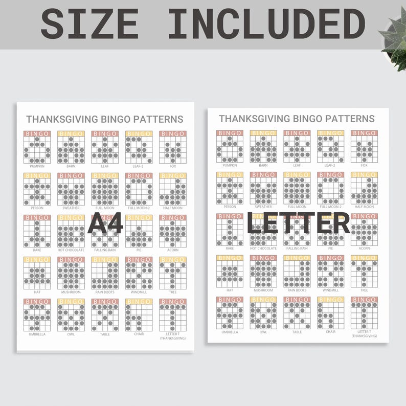 Thanksgiving Bingo Patterns | Printable Thanksgiving Bingo Party Game ...